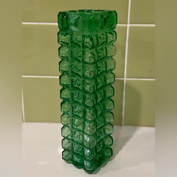 Accents | Vintage Green Cube Glass Vase | Poshmark